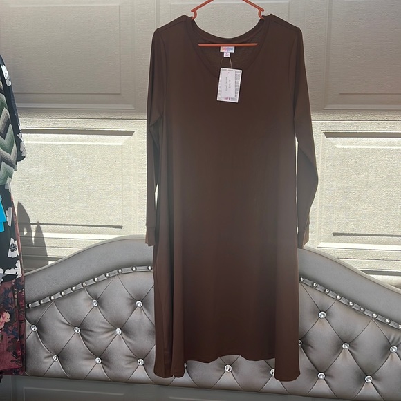 LuLaRoe | Dresses | Medium Brown Lularoe Emily | Poshmark